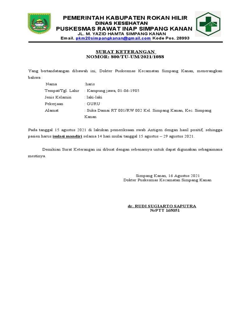 Surat Keterangan Kesehatan | PDF