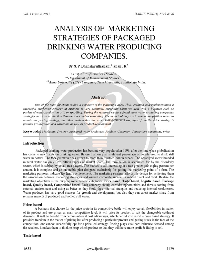 Marketing Strategies for Packaged Water | PDF | Marketing | Marketing ...