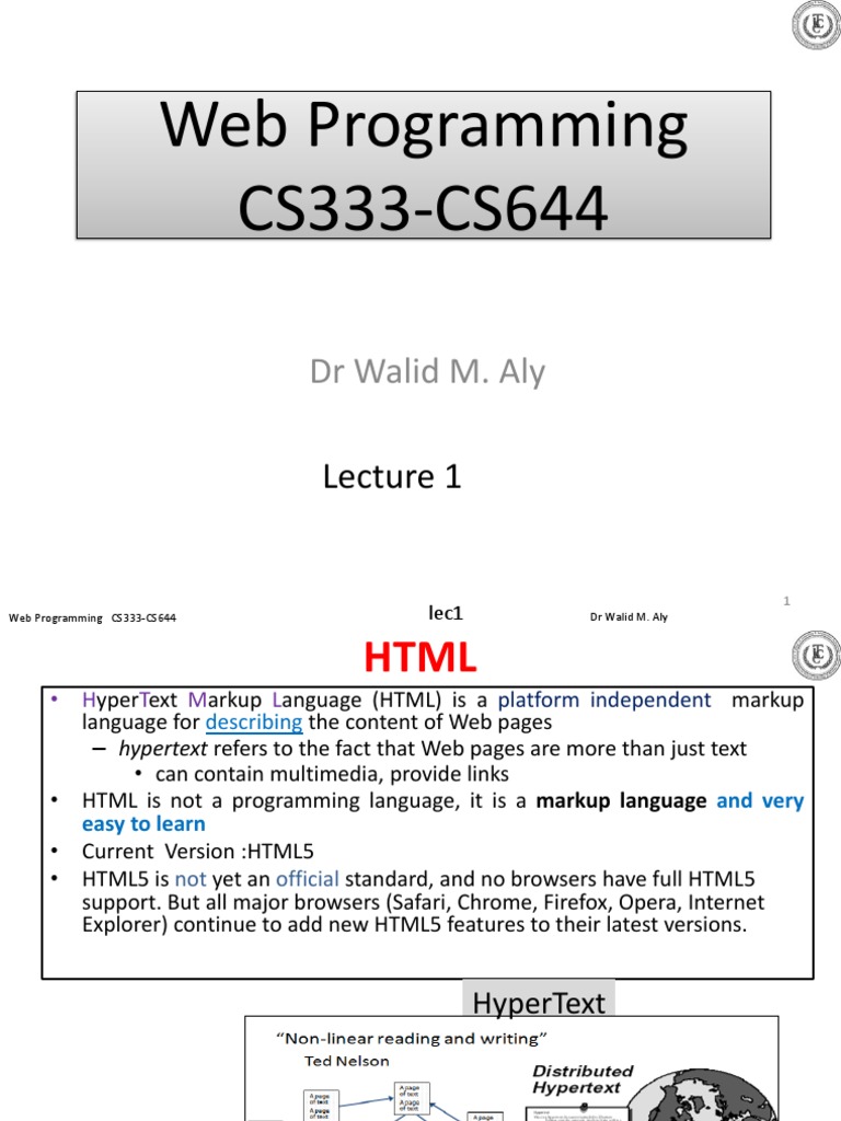 Lec1 Web Programming | PDF | Hyperlink | Html Element