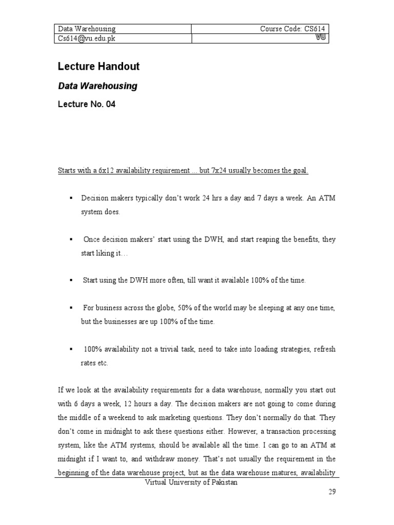 Lecture No. 04 Data Warehouse | PDF | Data Warehouse | Database Index Lecture No. 04 Data Warehouse | PDF | Data Warehouse | Database Index