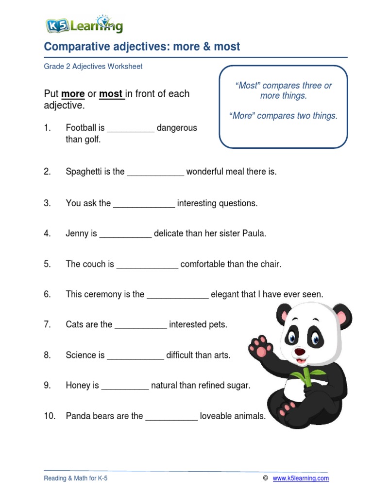 Grade 2 Comparative Adjectives A | PDF | Language Arts & Discipline ...