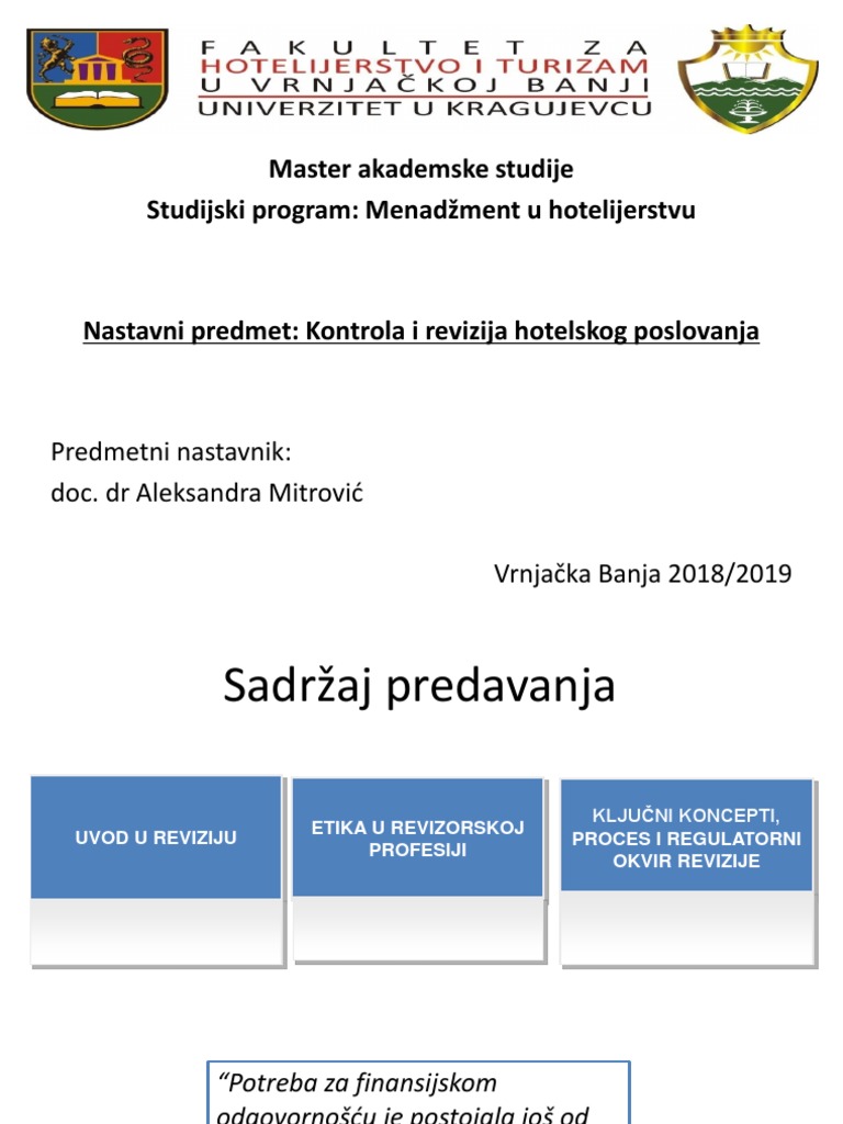 Kontrola I Revizija - I | PDF