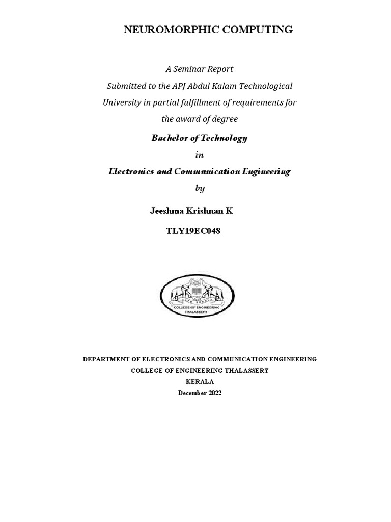 Seminar Report Format | PDF | Machine Learning | Neuron