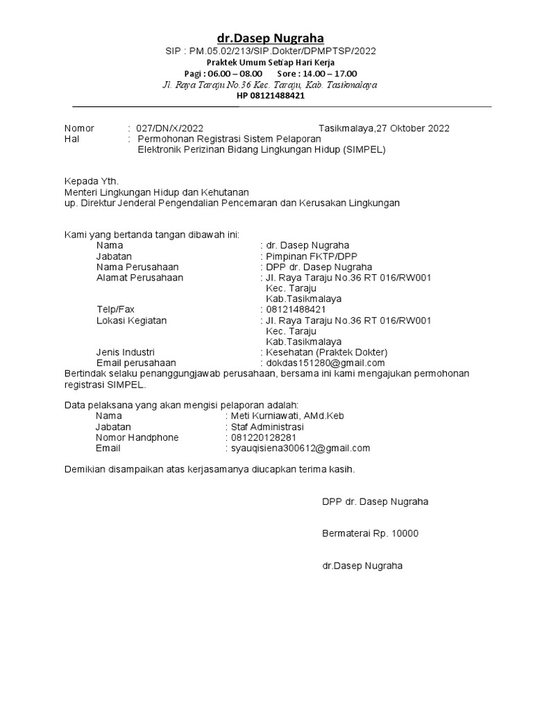 Formulir Registrasi Simpel | PDF