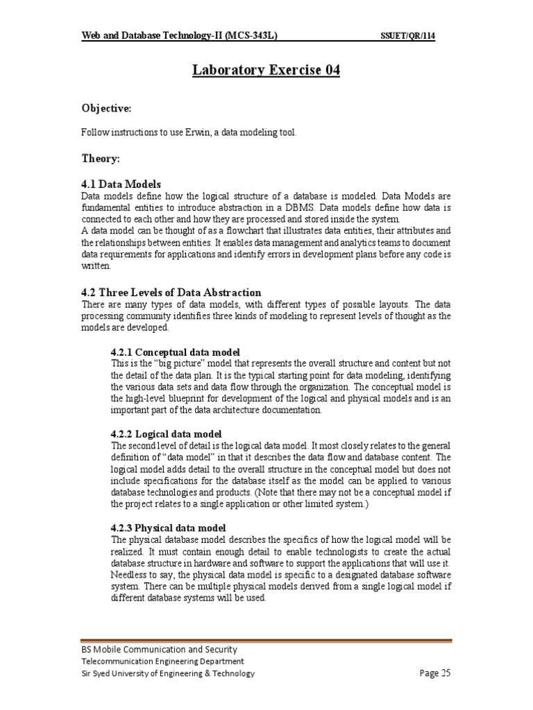 Lab 4 - 5 | PDF | Data Model | Conceptual Model Lab 4 - 5 | PDF | Data Model | Conceptual Model