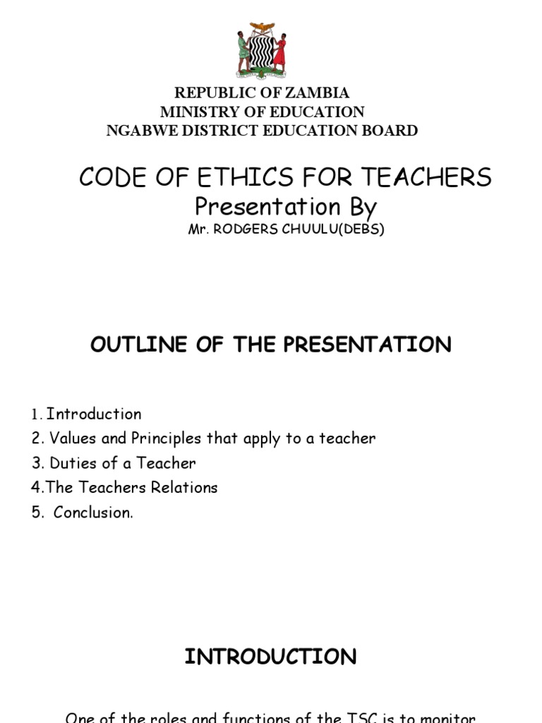 Code of Ethics For Teachers | PDF | Teachers | Profession