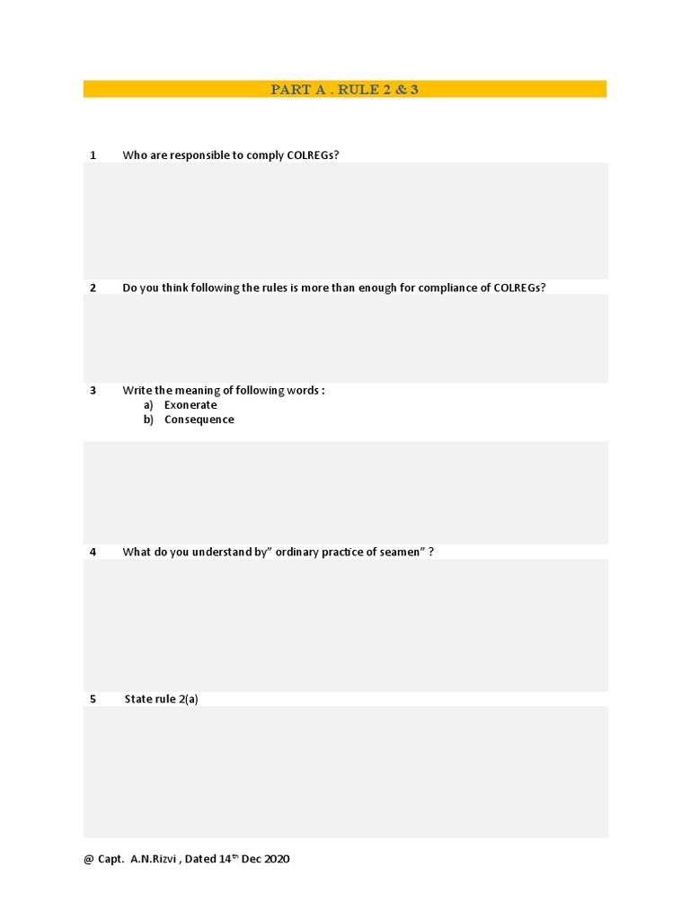 Colreg Work Book | PDF