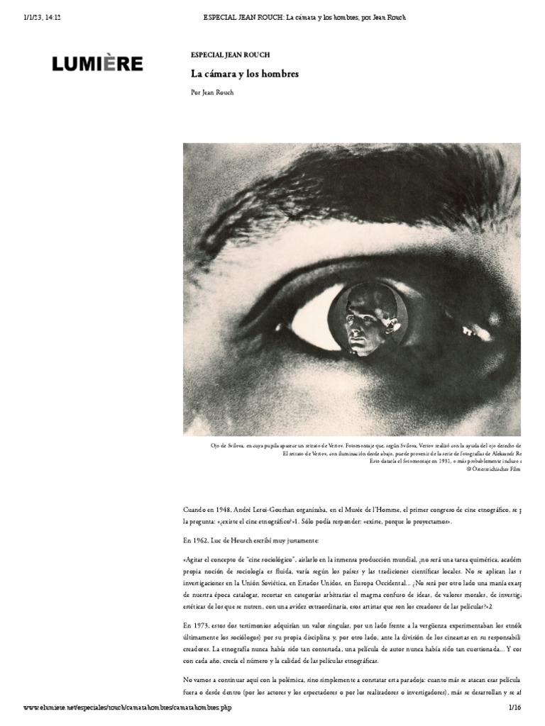 ESPECIAL JEAN ROUCH - La Cámara y Los Hombres, Por Jean Rouch | PDF ...