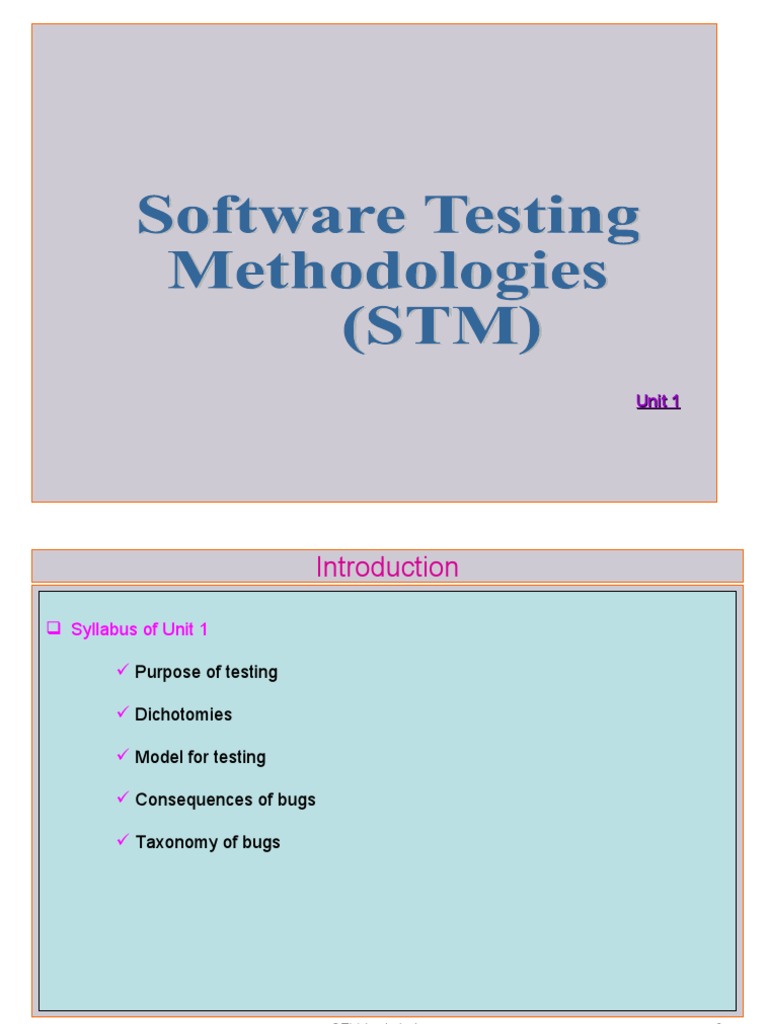 STM Unit 1 | PDF | Software Testing | Software Bug