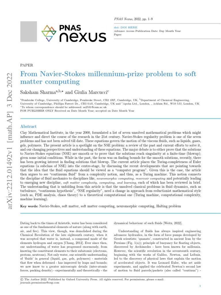 From Navier-Stokes Millennium-Prize Problem To Sof | PDF | Navier ...