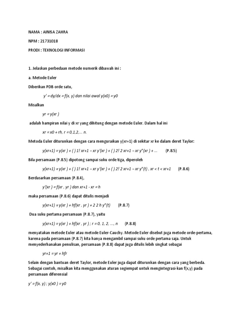 Tugas Metode Numerik | PDF