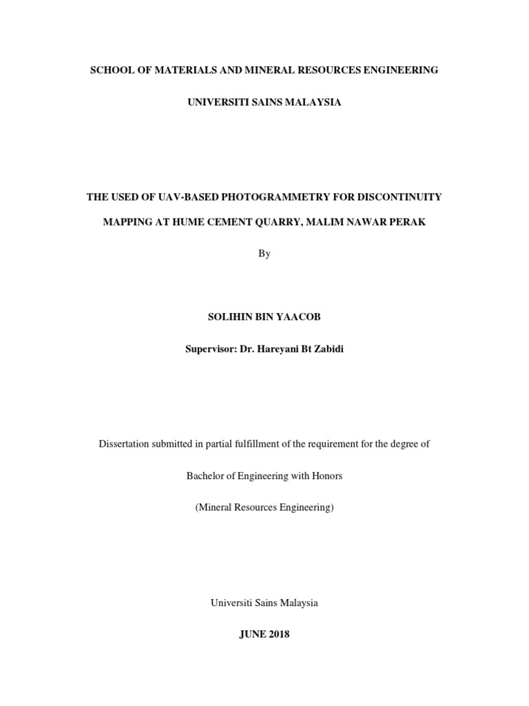 The Used of UAV-Based Photogrammetry For Discontinuity Mapping at Hume ...