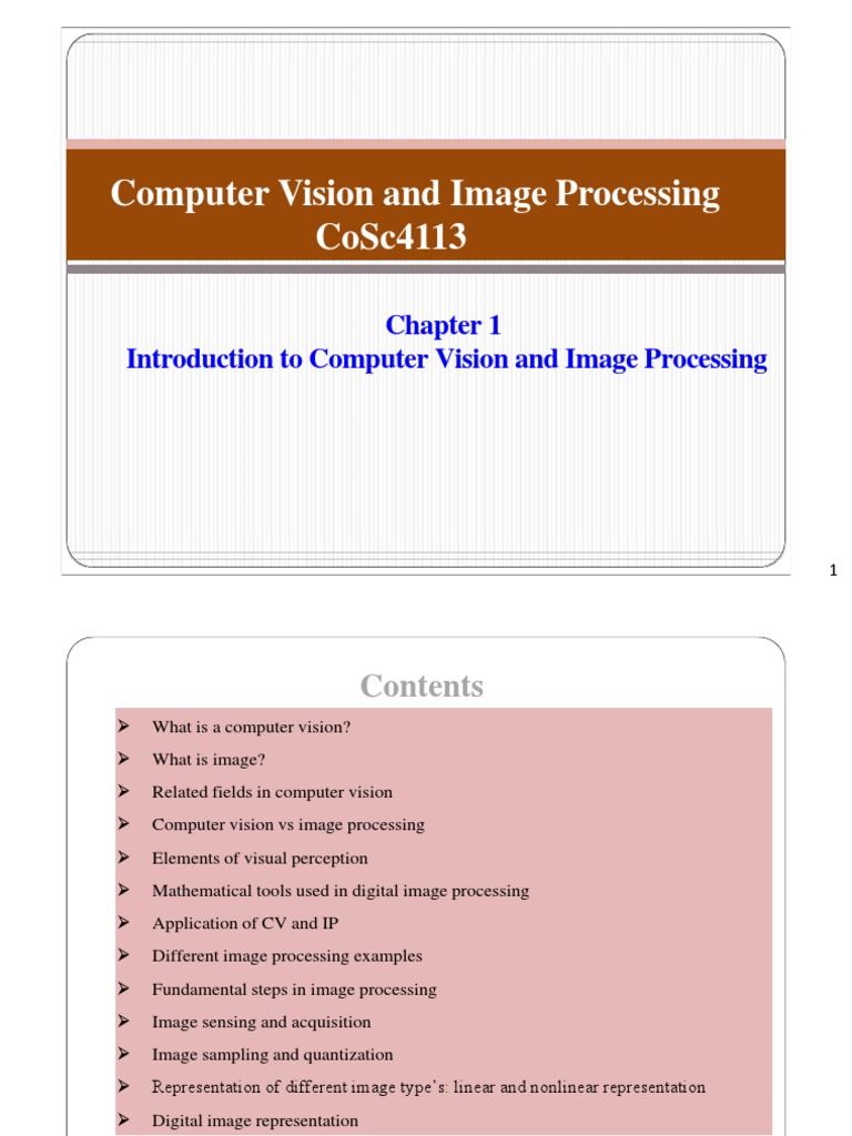 CVIP Chapter One | PDF | Computer Vision | Digital Image