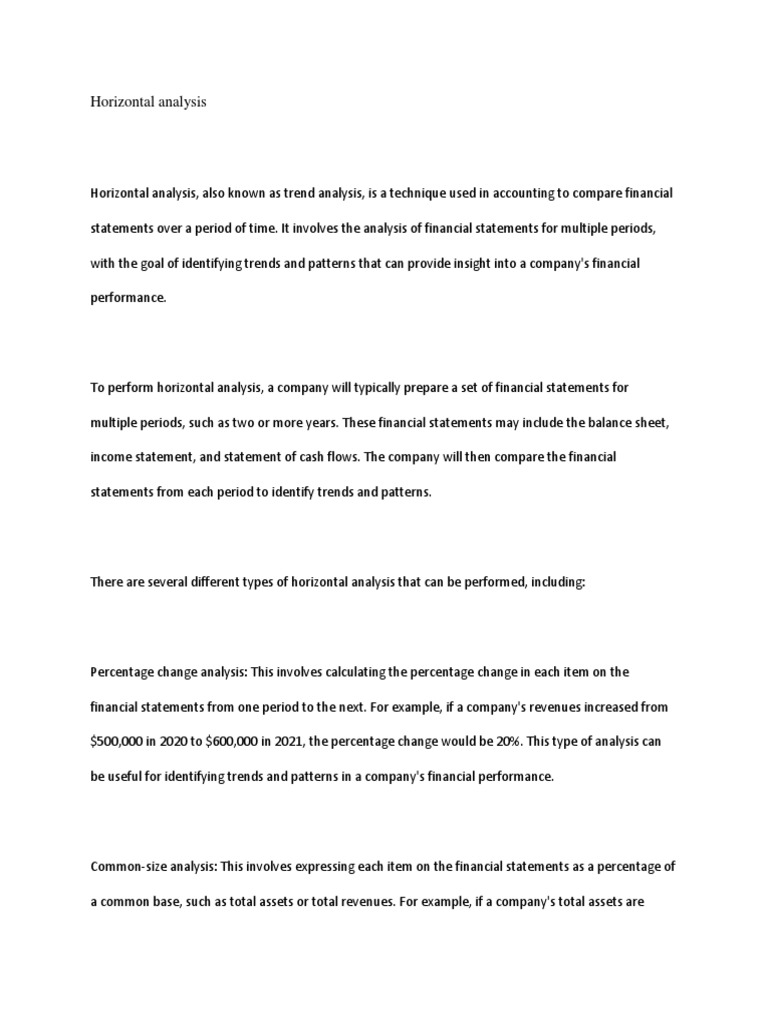 Horizontal Analysis | PDF | Financial Statement | Financial Ratio