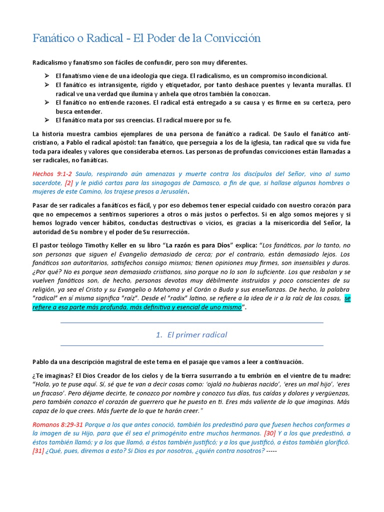 Del fanatismo a la convicción radical: el ejemplo de Pablo | PDF ...