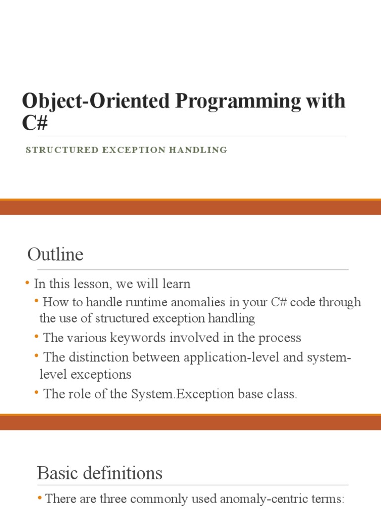 3 Structured Exception Handling Pdf Class Computer Programming C Sharp Programming