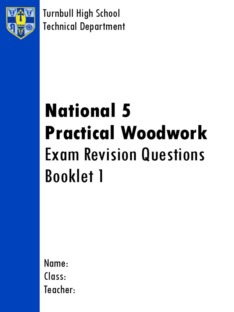 N5 Woodwork Exam Questions Booklet 1 | PDF | Wood | Screw