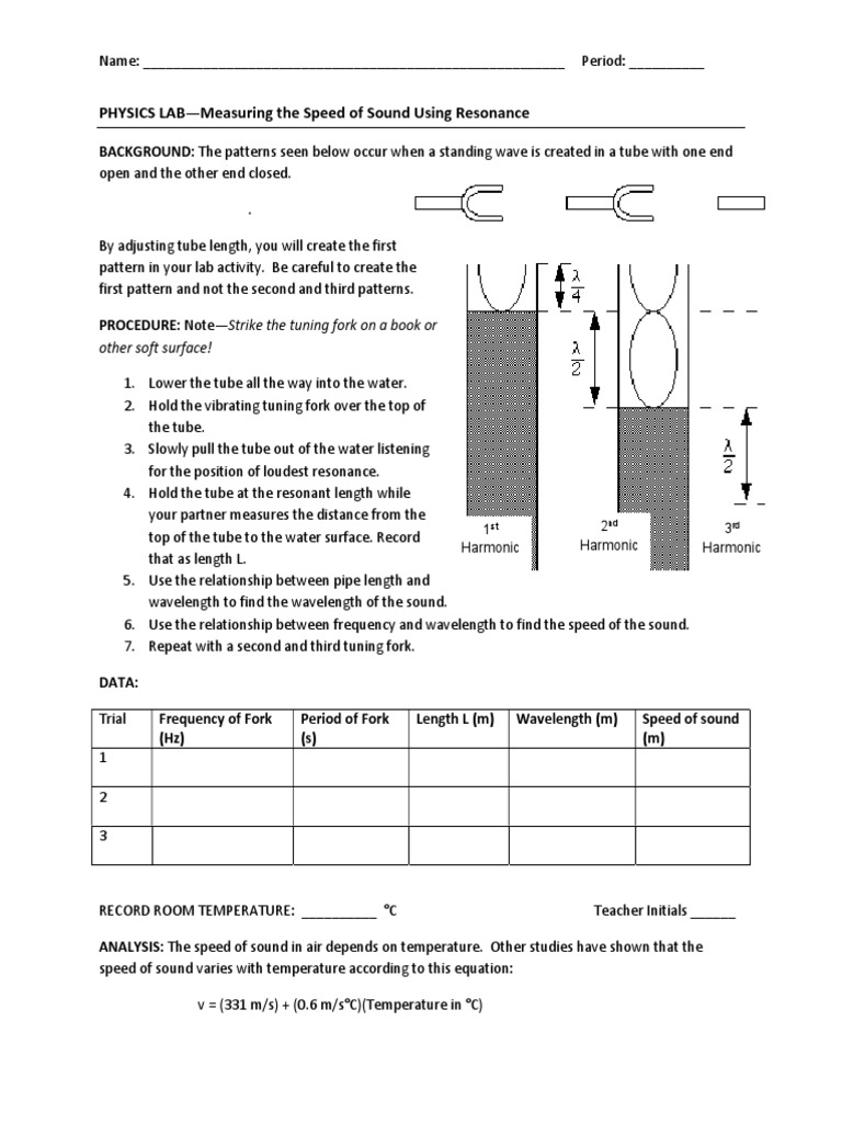 Speed of Sound Lab | PDF