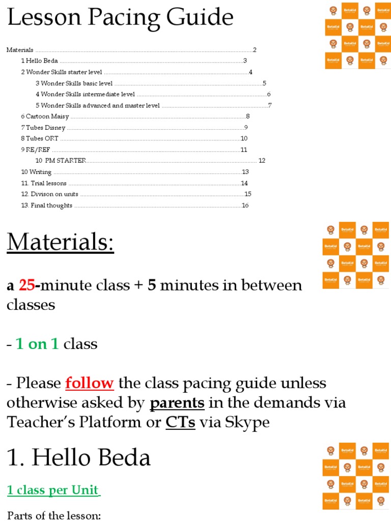 Lesson Pacing Guide1-1 | PDF | Reading Comprehension | Vocabulary