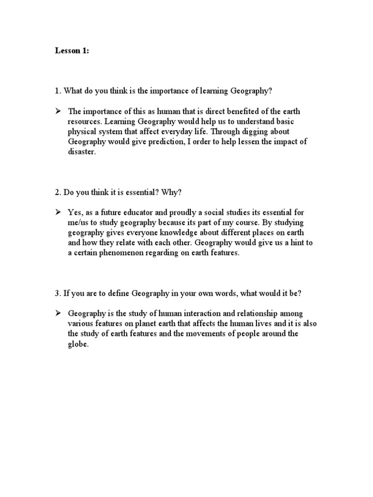 Geography Answers | PDF | Natural Environment | Geography