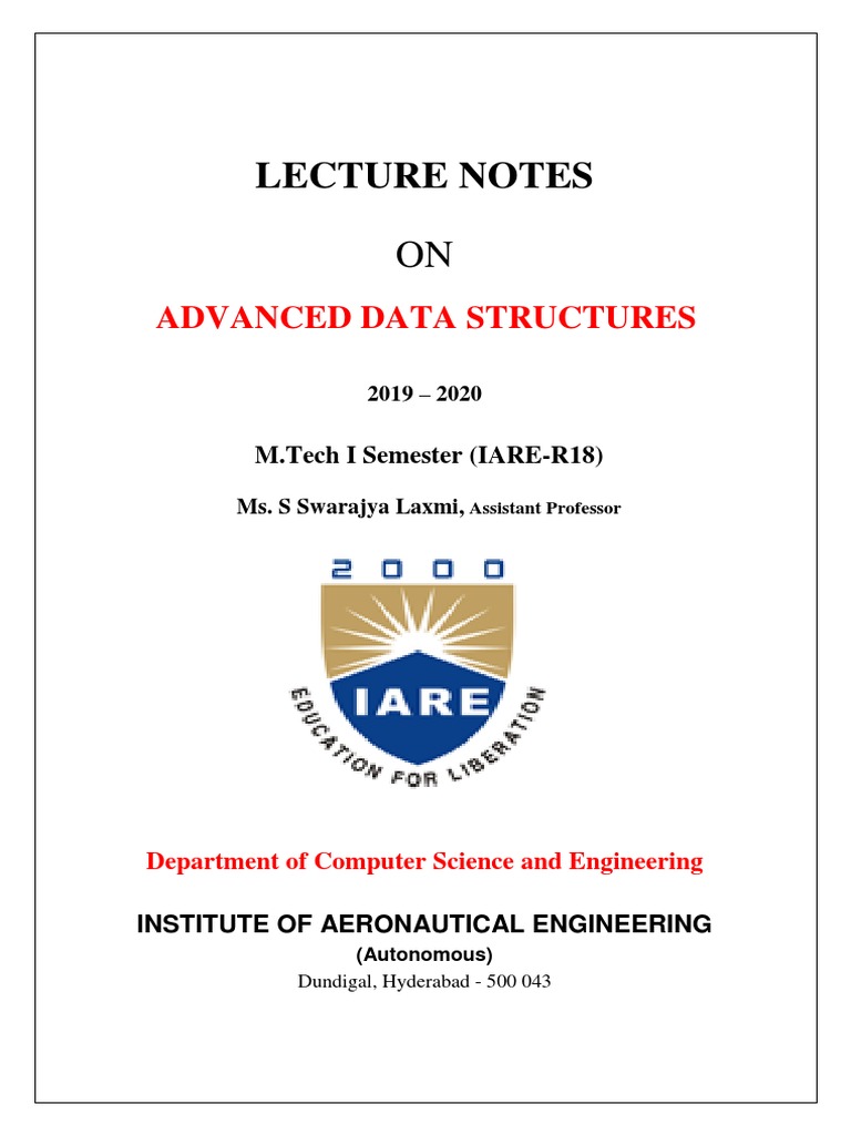 Iare Iare Ads Lecture Notes Pdf Queue Abstract Data Type Array Data Structure