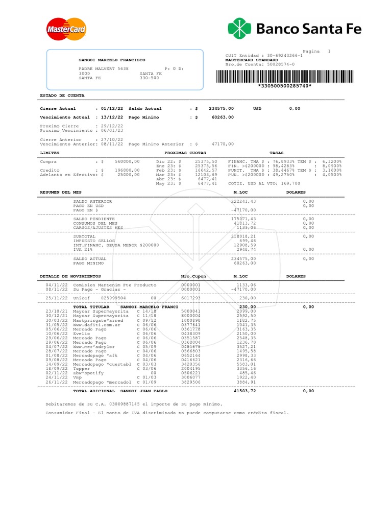 NBSF Resumen 20221201 - Tarjeta de Crédito - MasterCard | PDF | Seguro ...