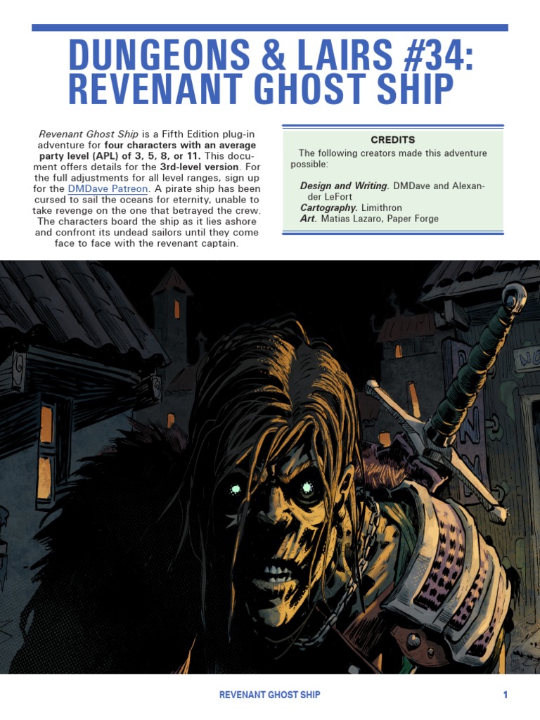 DMDave - Dungeons & Lairs 34 - Revenant Ghost Ship - Free Version | PDF ...