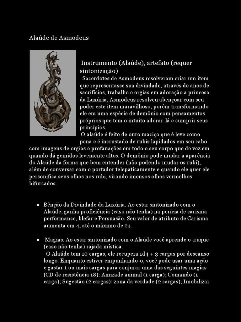 D&D 5e-Homebrew Alaúde Asmodeus | PDF