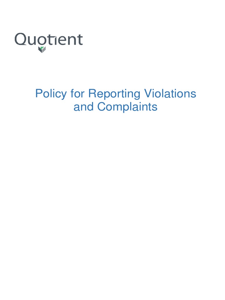 Reporting Violations and Complaints Policy | PDF | Regulatory ...
