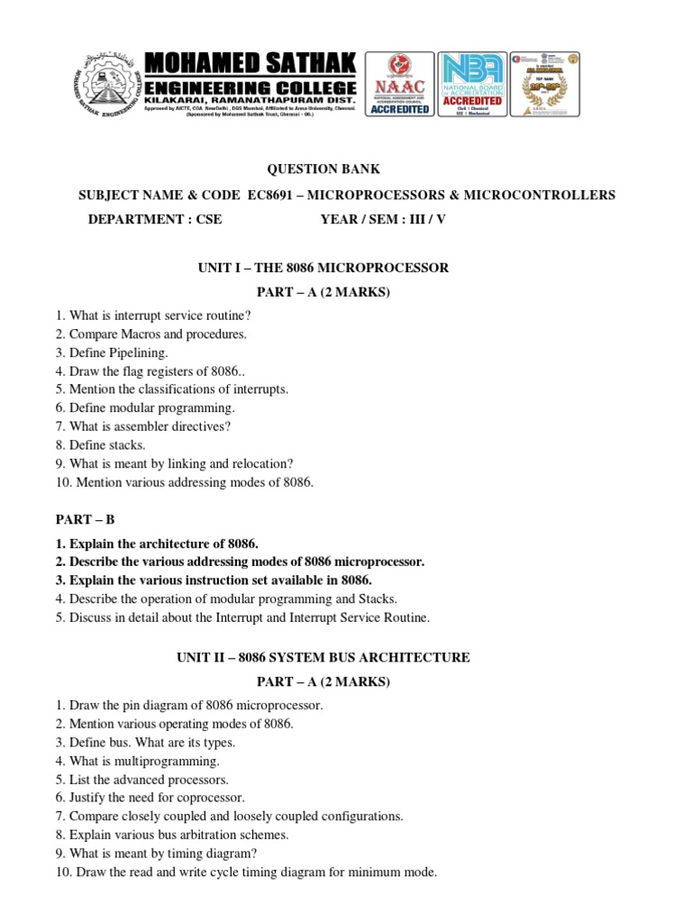 Ec 8691 MPMC Question Bank | PDF | Microcontroller | Information Age