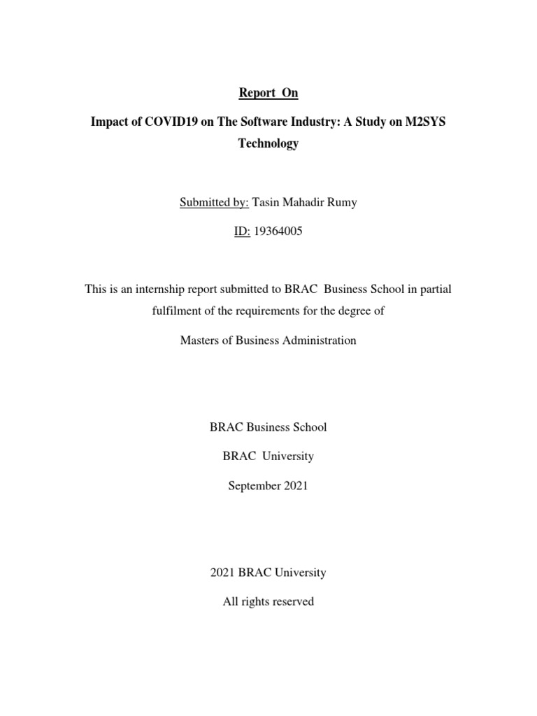 Report On Impact of COVID19 On The Software Industry: A Study On M2SYS Technology | PDF ...