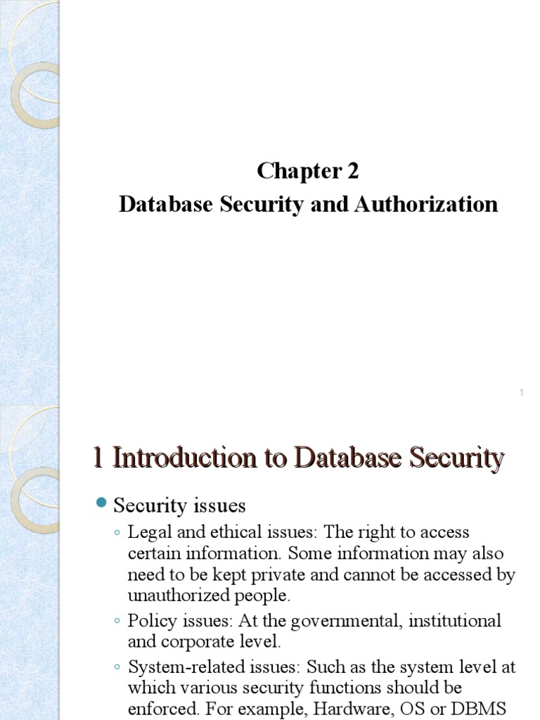 CH 2 DB Security & Authorization | PDF | Databases | Key (Cryptography)
