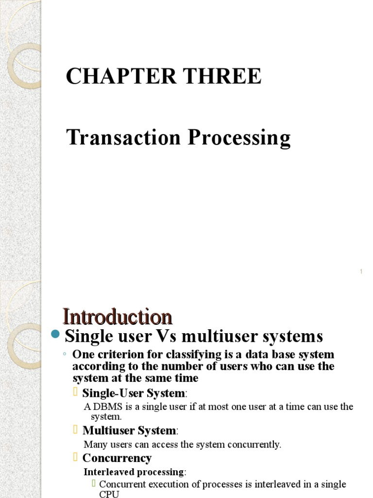 Ch 3 Transaction Processing Pdf Database Transaction Concurrency Computer Science