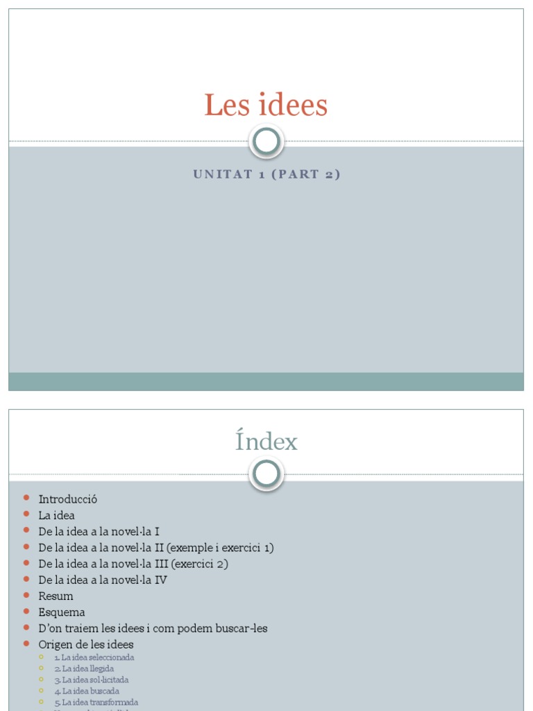Unitat 1 Part 2 Les Idees Presentacio | PDF