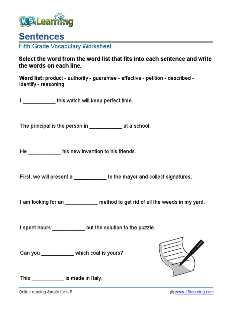Grade 5 Sentences 3 | PDF