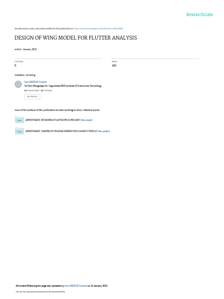 Design of Wing Model For Flutter Analysis: January 2022 | PDF ...