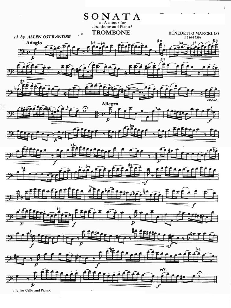 Marcello Benedetto - Sonata - 6 of 7 - in A Minor - Trombone and Pian ...