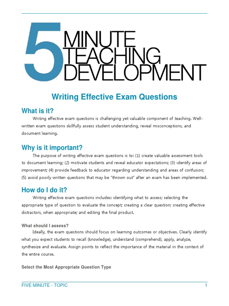 Stein Sue Exam Question Writing | PDF | Test (Assessment) | Educational ...