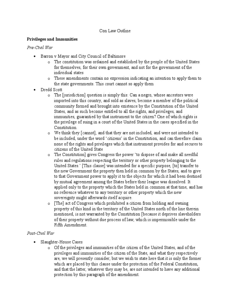 Con Law 2 Outline | PDF | Cost Of Living | Incorporation Of The Bill Of ...