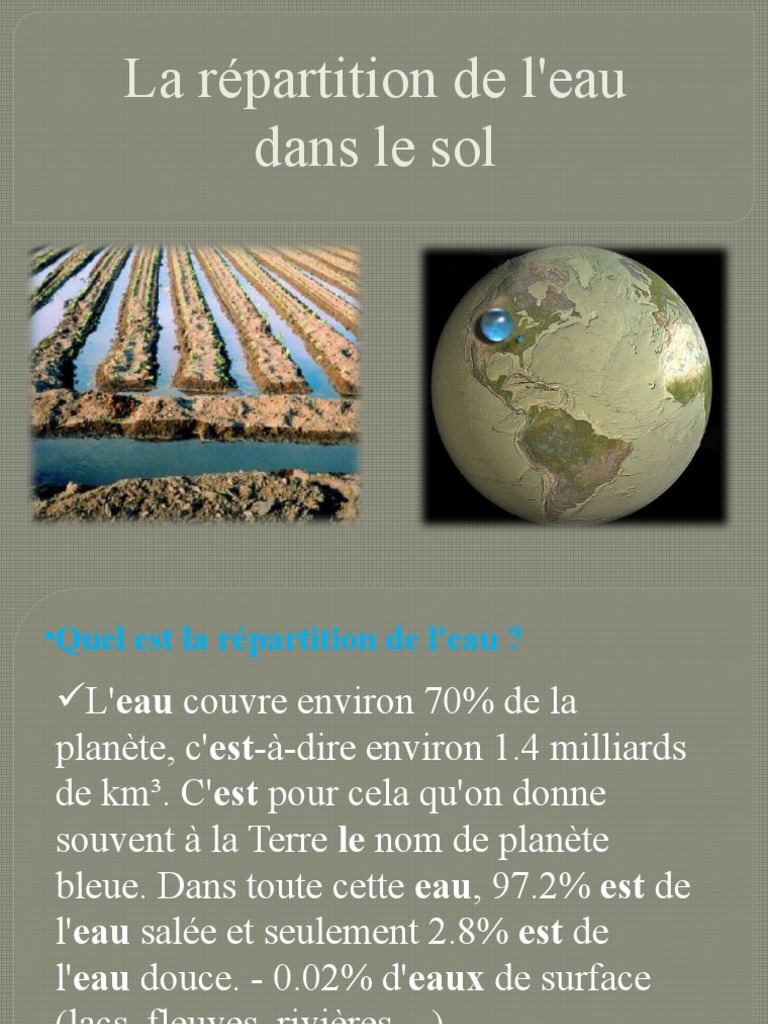 L'eau dans le sol : Types et Répartition | PDF