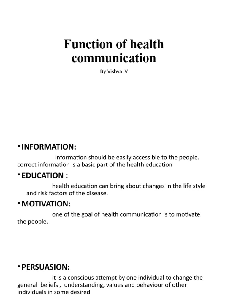 Functions of Health Communication | PDF | Self-Improvement
