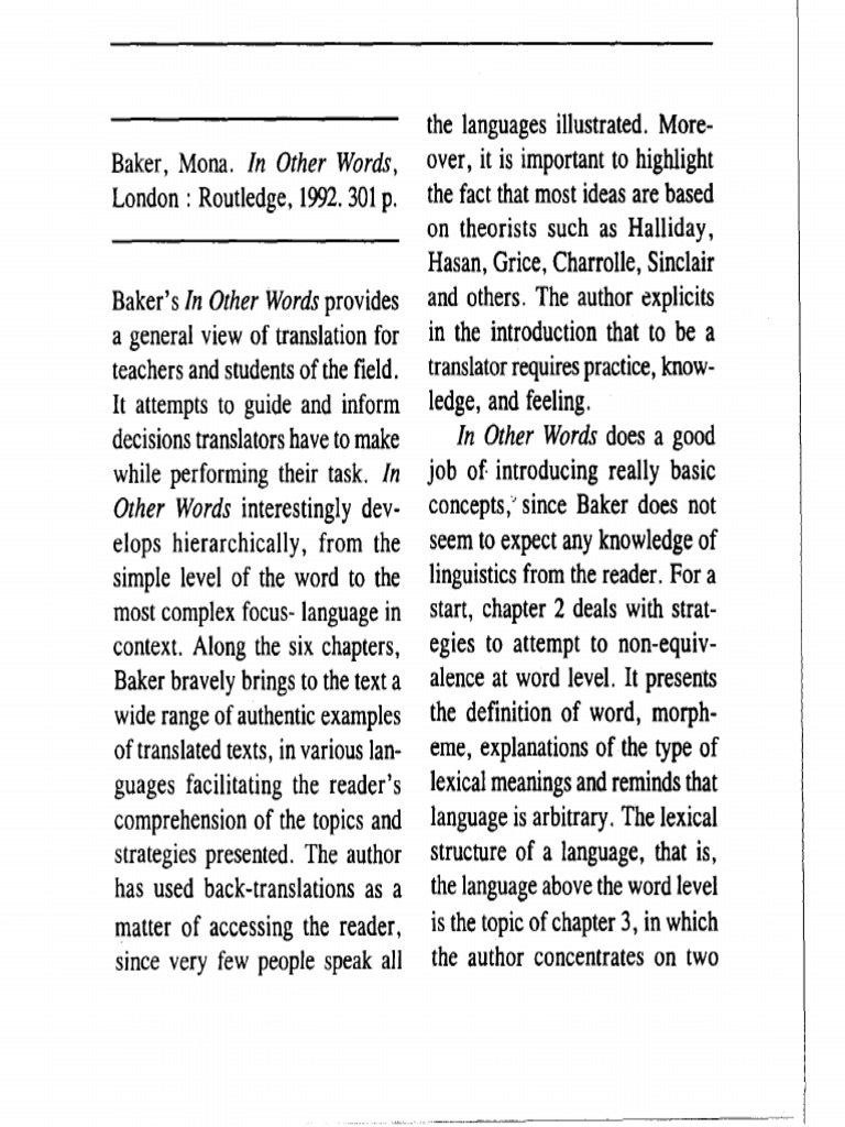 Baker Mona in Other Words | PDF | Translations | Linguistics