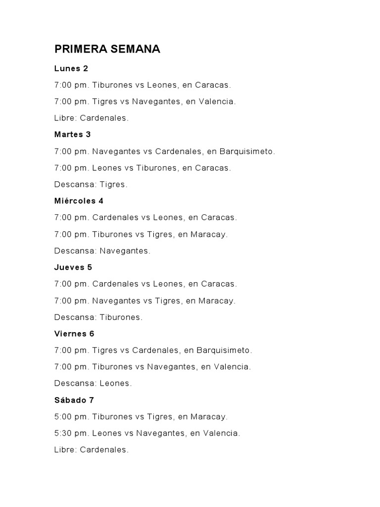 Calendario Roud Robin | PDF