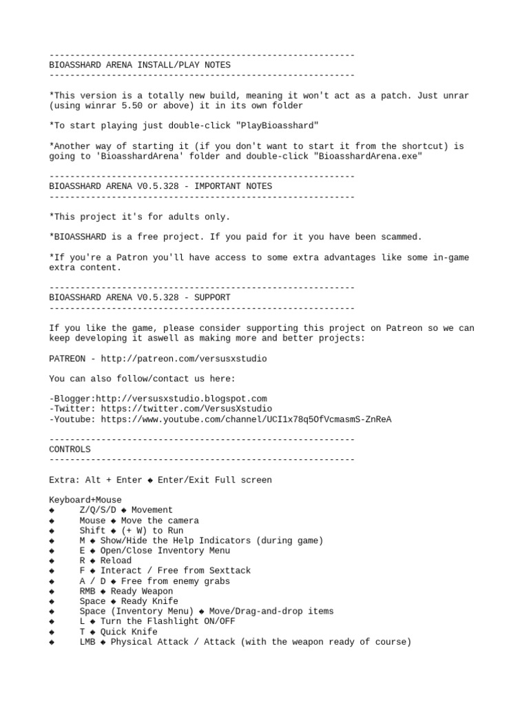 Controls & Changelog | PDF | Menu (Computing) | Texture Mapping
