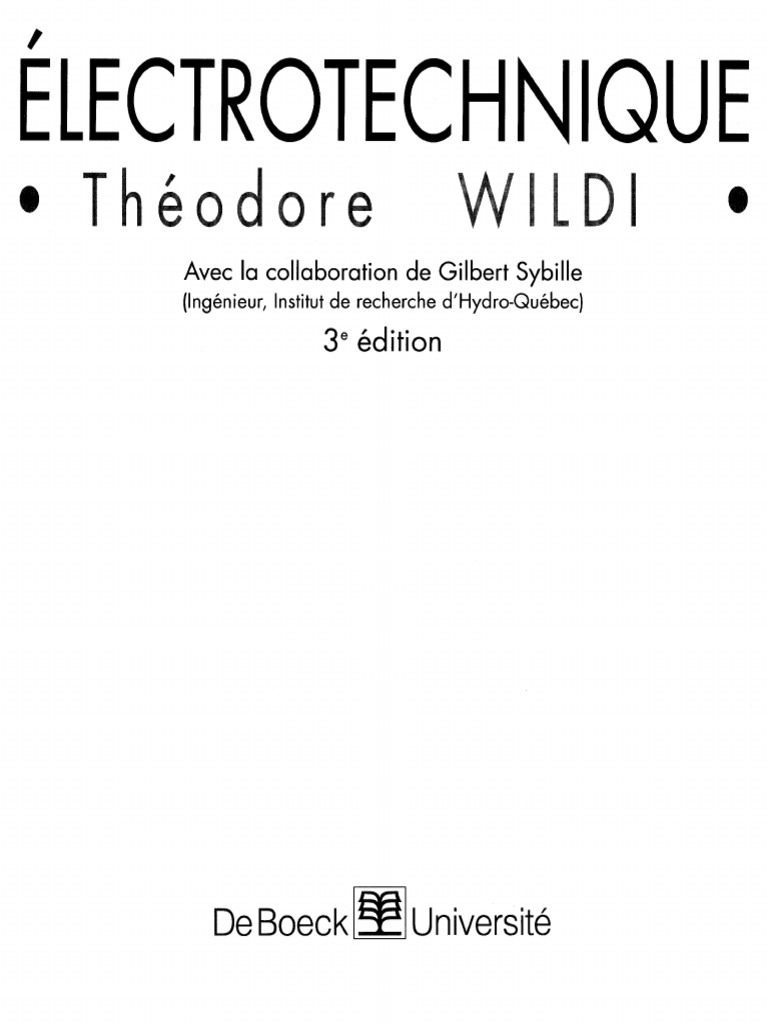 Livre Electrotechnique Theodore Wildi 3eme Édition | PDF | Informatique ...