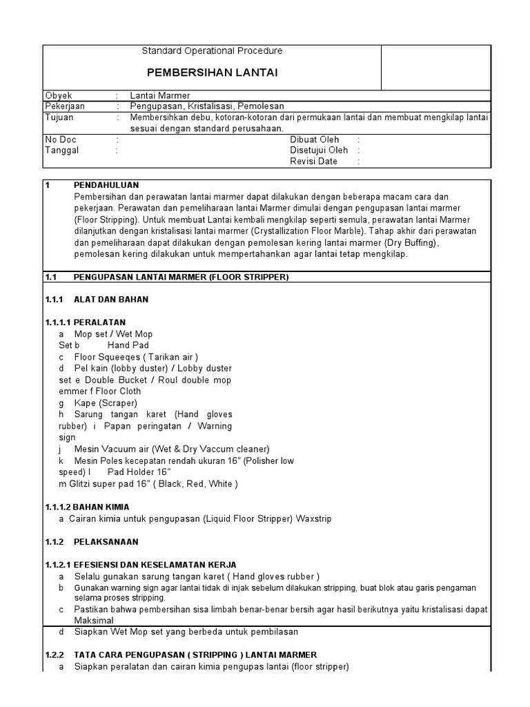 SOP Housekeeping | PDF