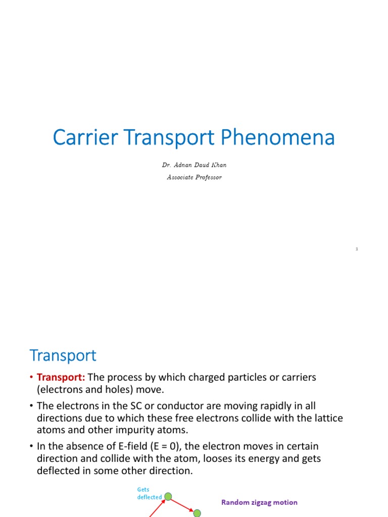 Lecture 4 - Carrier Transport Phenomena | PDF | P–N Junction | Chemistry