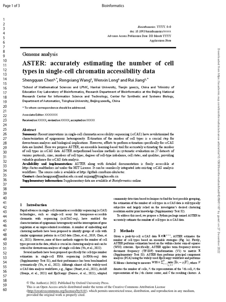 ASTER Accurately Estimating The Number of Cell Typ | PDF | Cluster ...