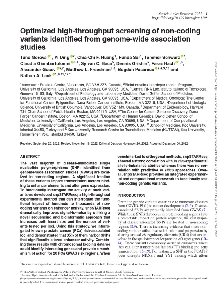 Optimized High-Throughput Screening of Non-Coding | PDF | Single ...