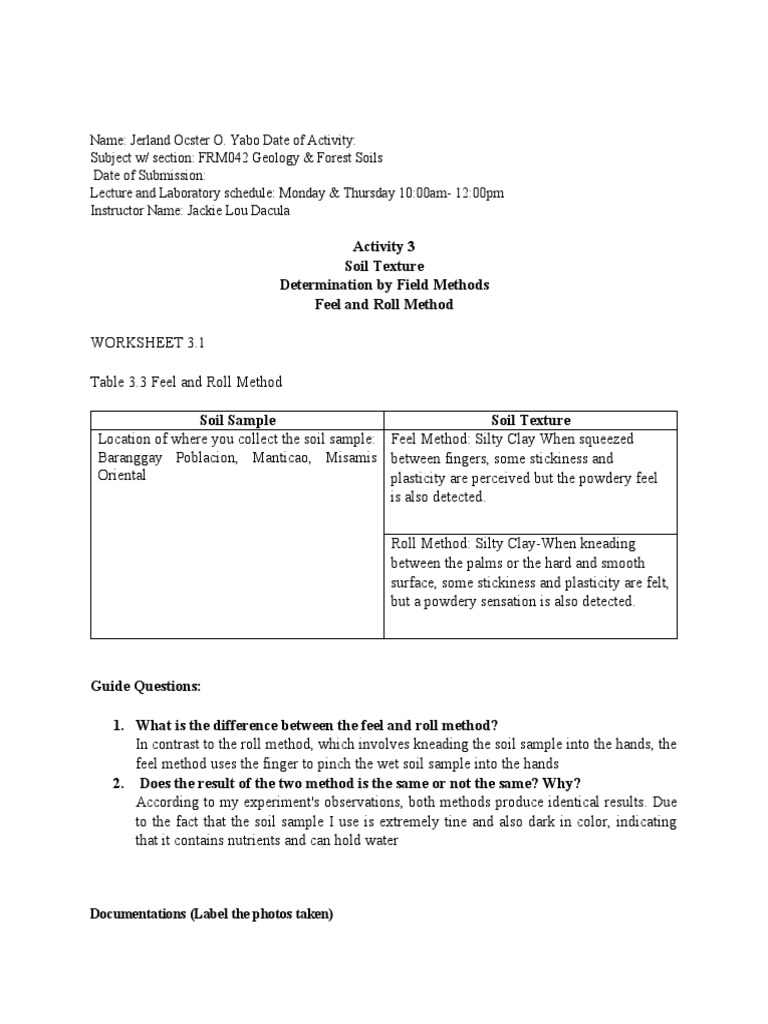 LABORATORY ACTIVITY 3 Soil Texture | PDF | Sedimentology | Horticulture